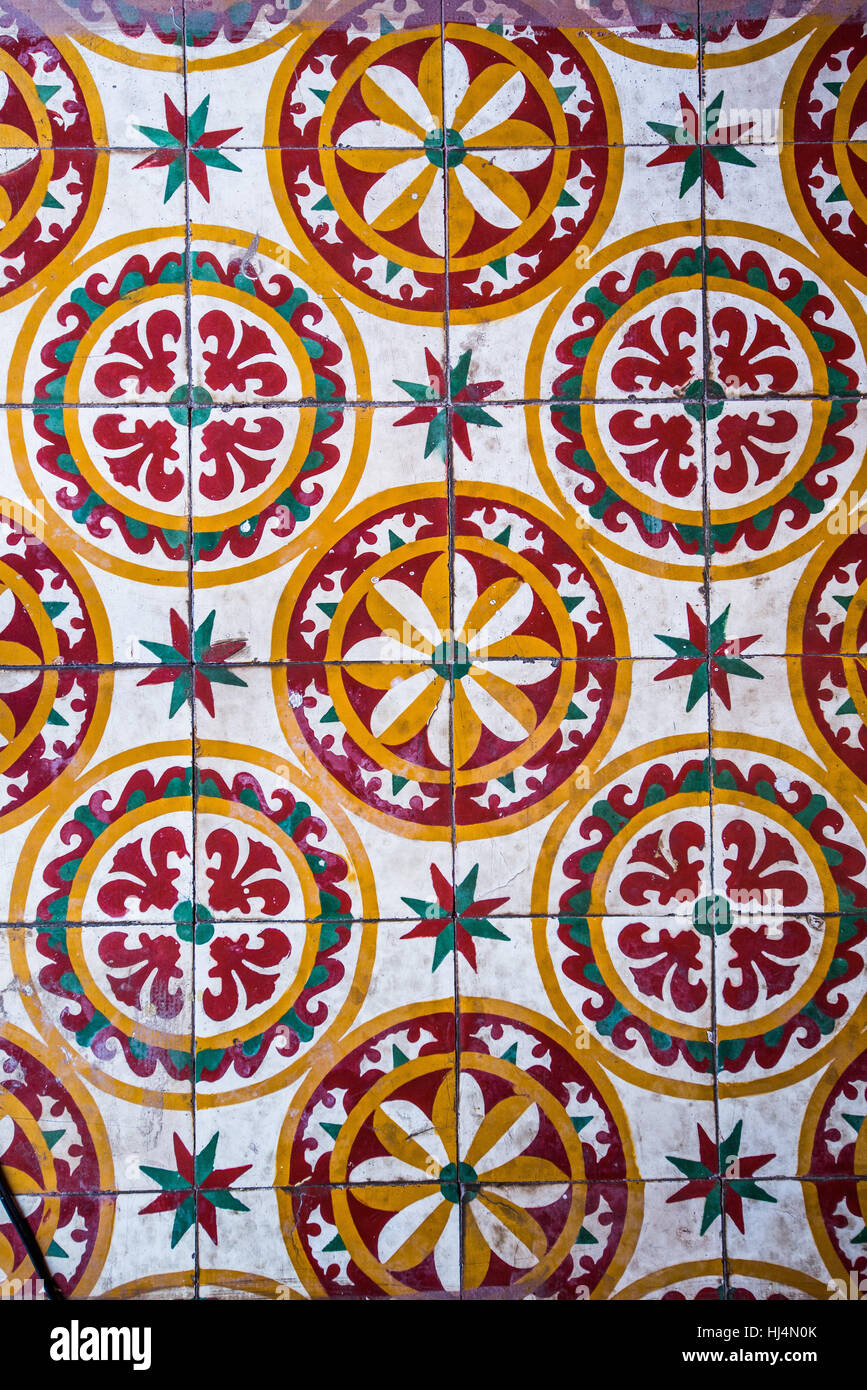 Colorful Vintage style floor tile pattern texture and background Stock ...