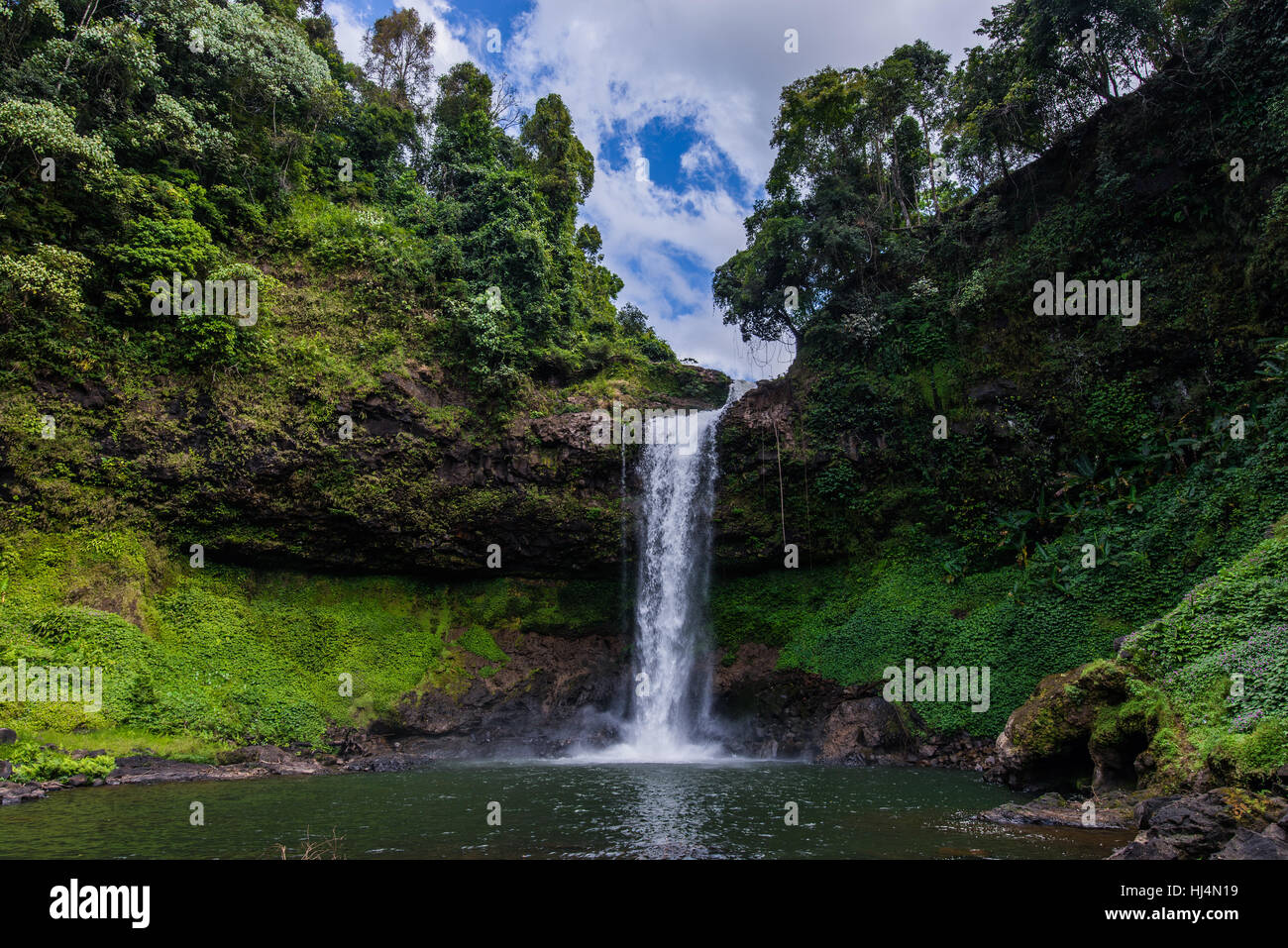 waterfalls inside the pakse forest in Laos during a sunny day Stock ...
