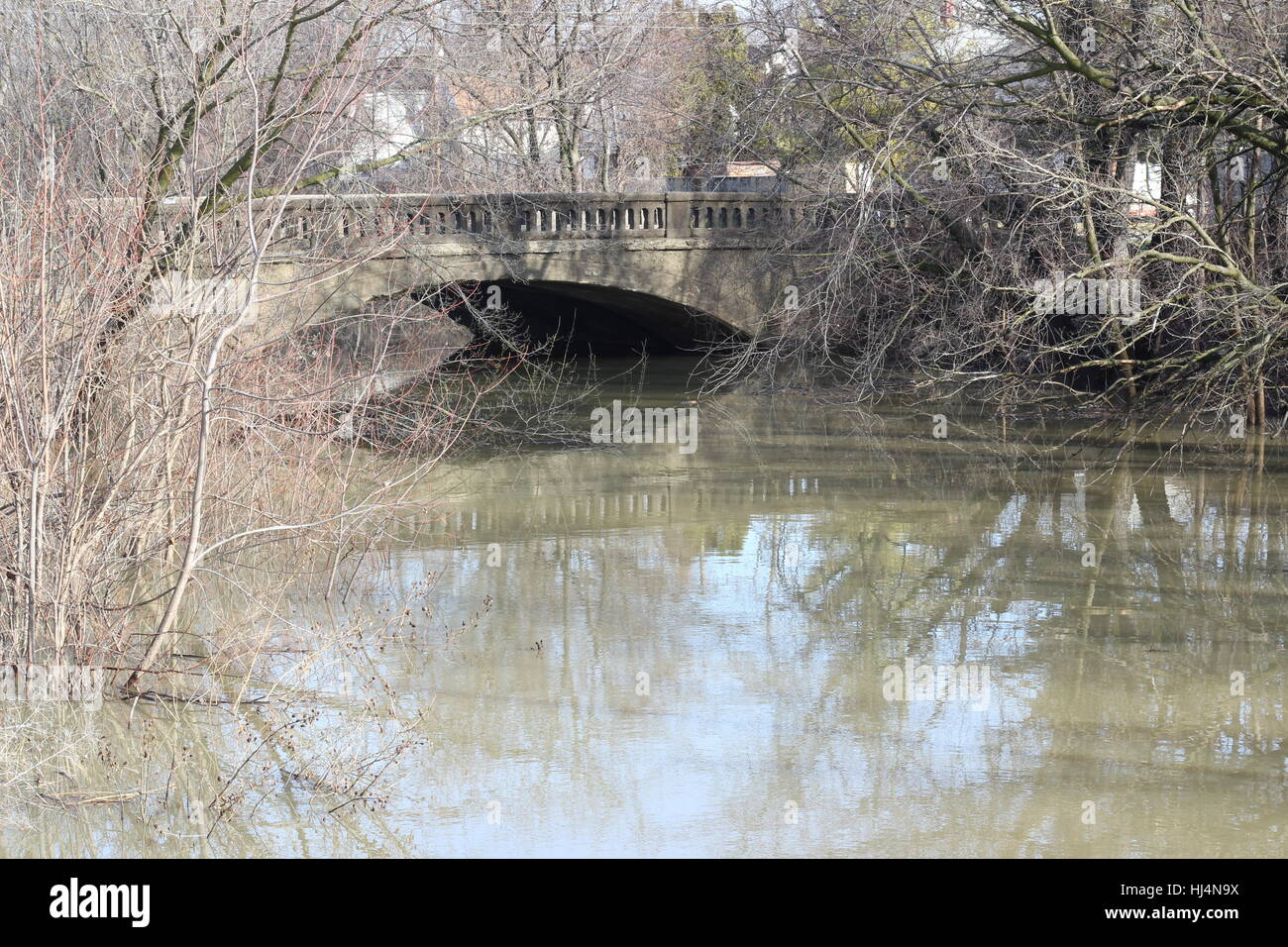 The Fourth Street Bridge crosses over muddy Spy Run Creek in this ...