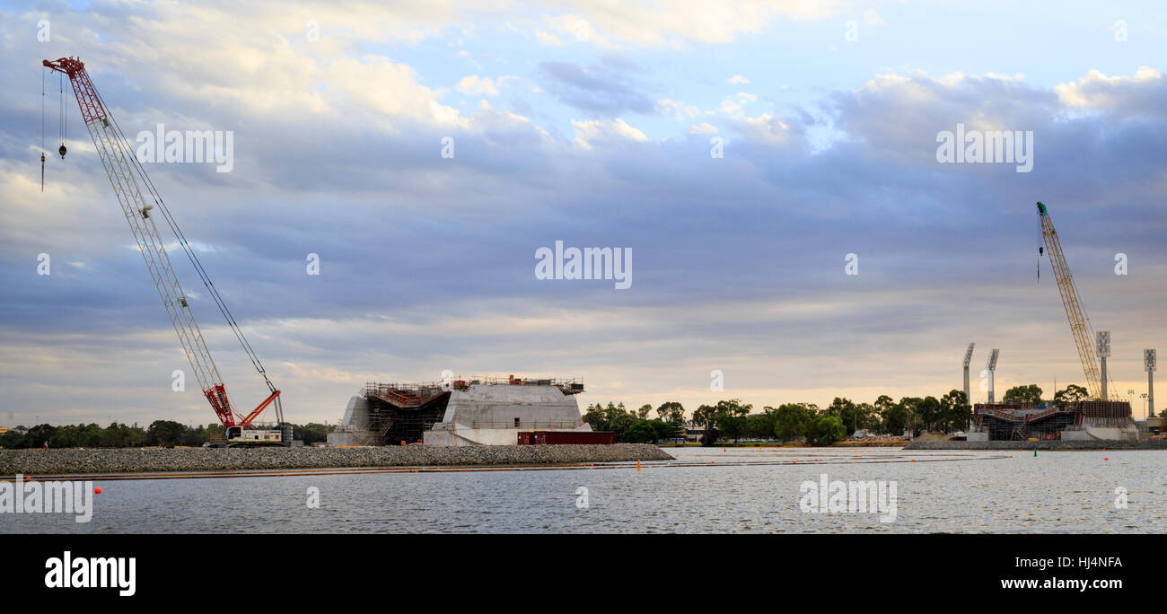 Construction work on Matagarup Bridge linking East Perth and Perth ...