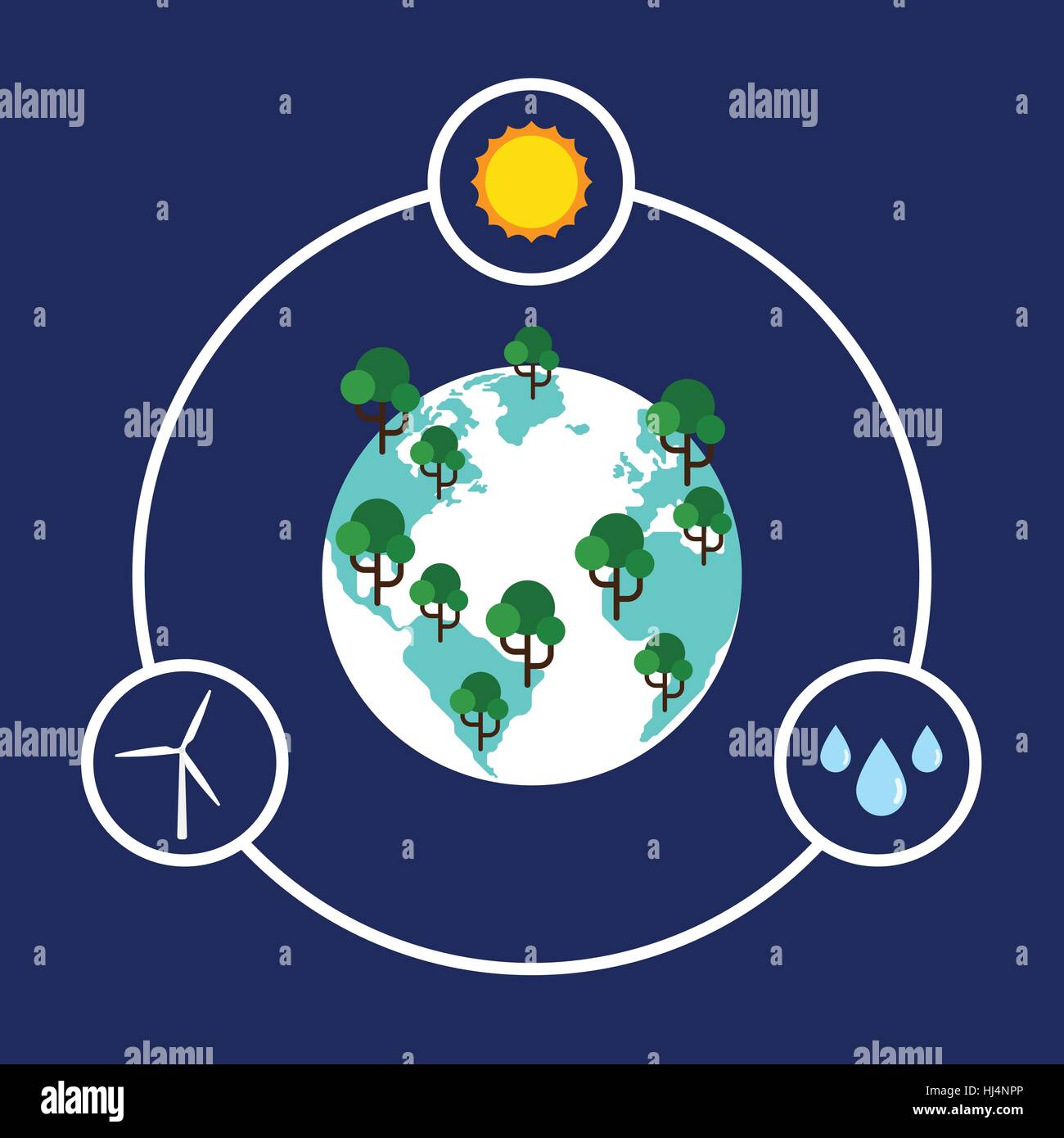 Renewable energy concept flat design, vector illustration Stock Vector ...
