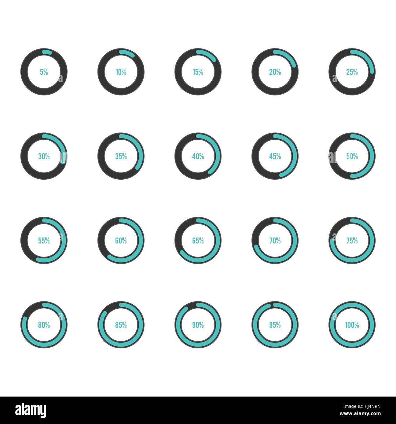 Modern circle progress bar, loading and buffering percentage icon set vector illustration Stock ...