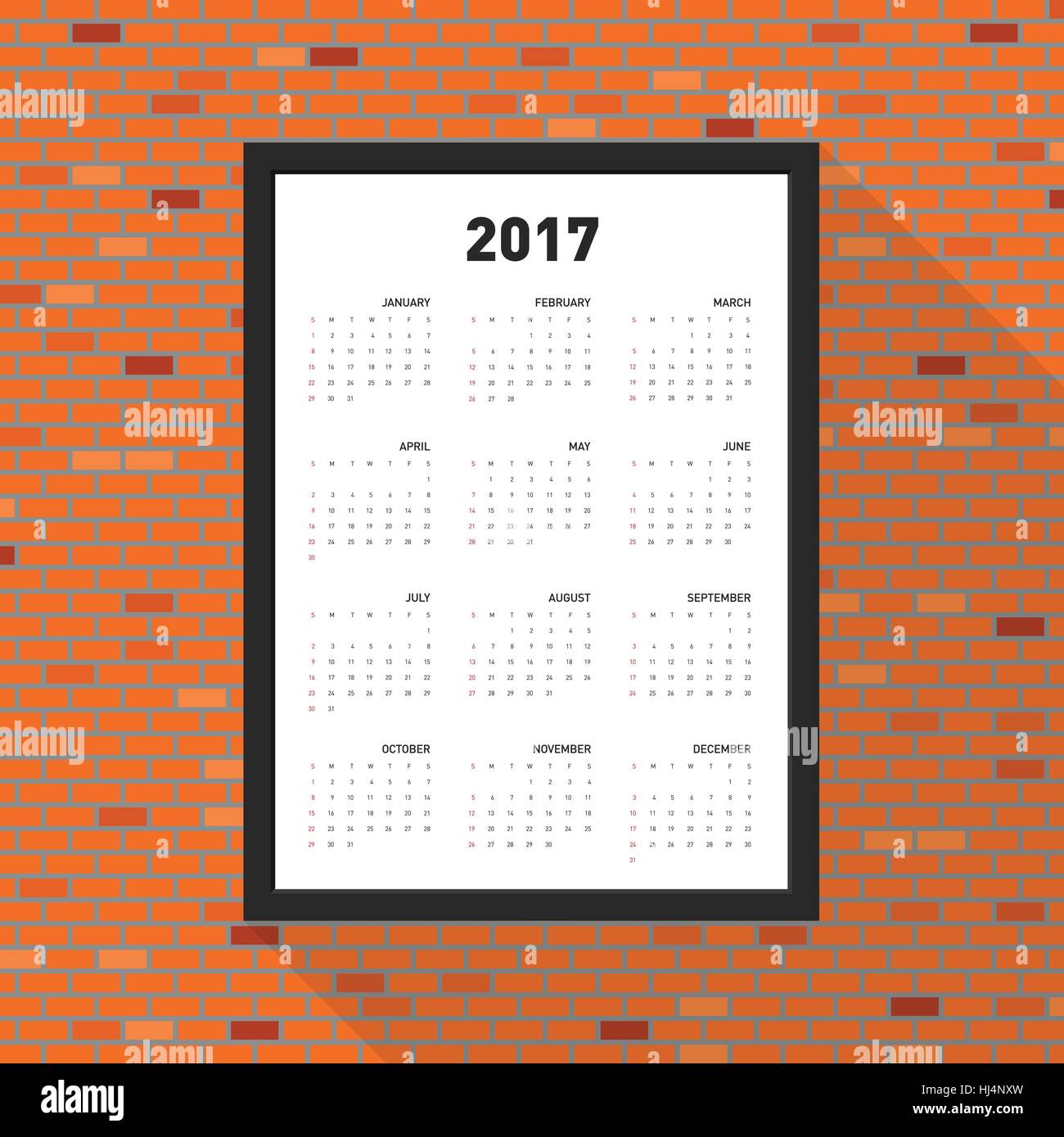 Calendar 2017 vector vectors hi-res stock photography and images - Alamy