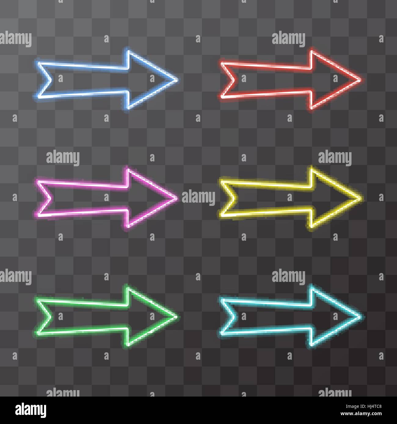 Arrows neon light on a transparent background. Vector illustration ...