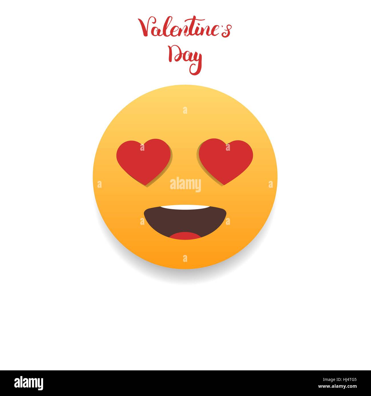 Valentines Day emoticon. Emoji with hearts eyes Stock Vector Image ...