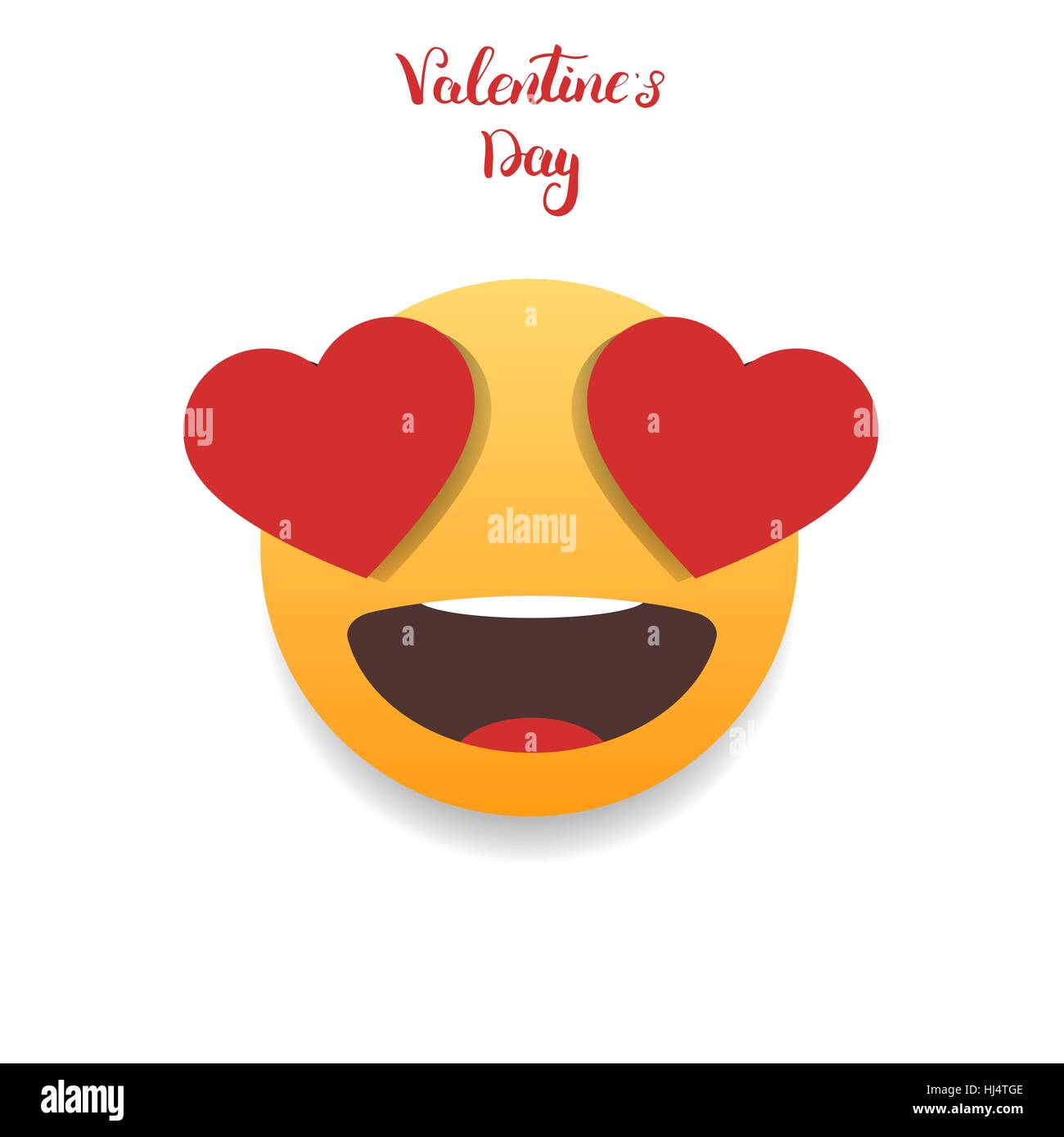 Valentines Day emoticon. Emoji with hearts eyes Stock Vector Image ...