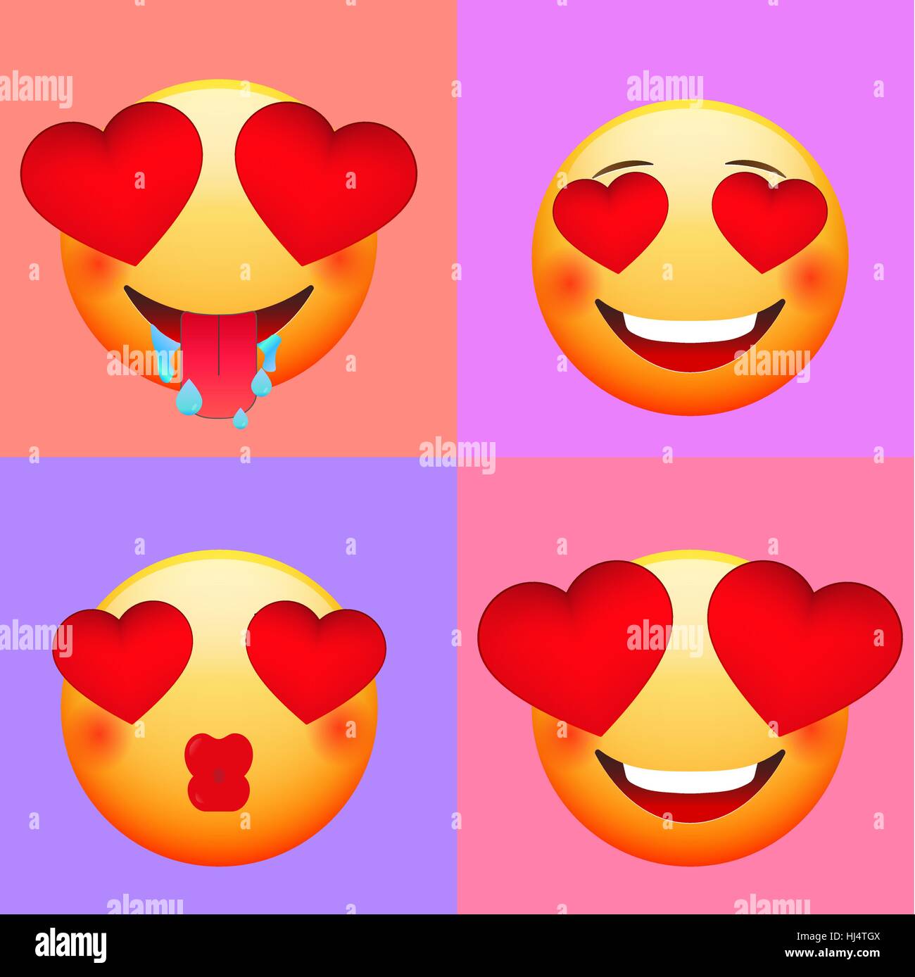 Emoticons for Valentines Day. Love emoji set Stock Vector Image & Art ...