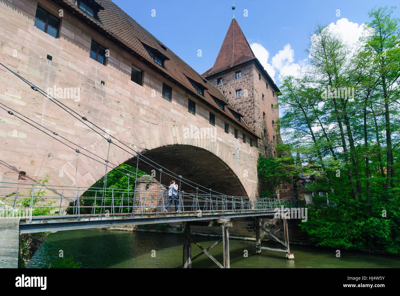 Nürnberg, Nuremberg: Old Town; bridge Chain footbridge about the ...
