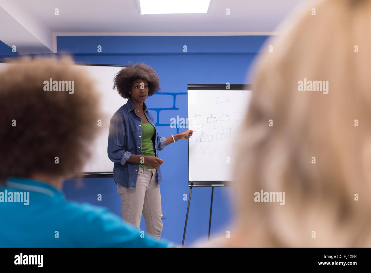Young african american Speaker Seminar Corporate Business Meeting ...