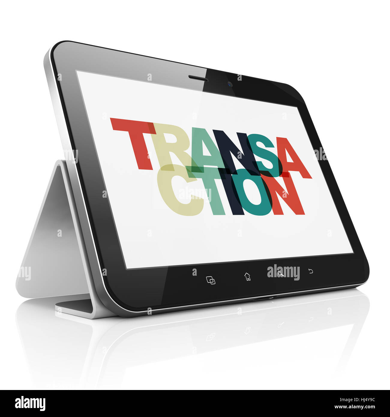 Currency concept: Tablet Computer with Transaction on display Stock ...