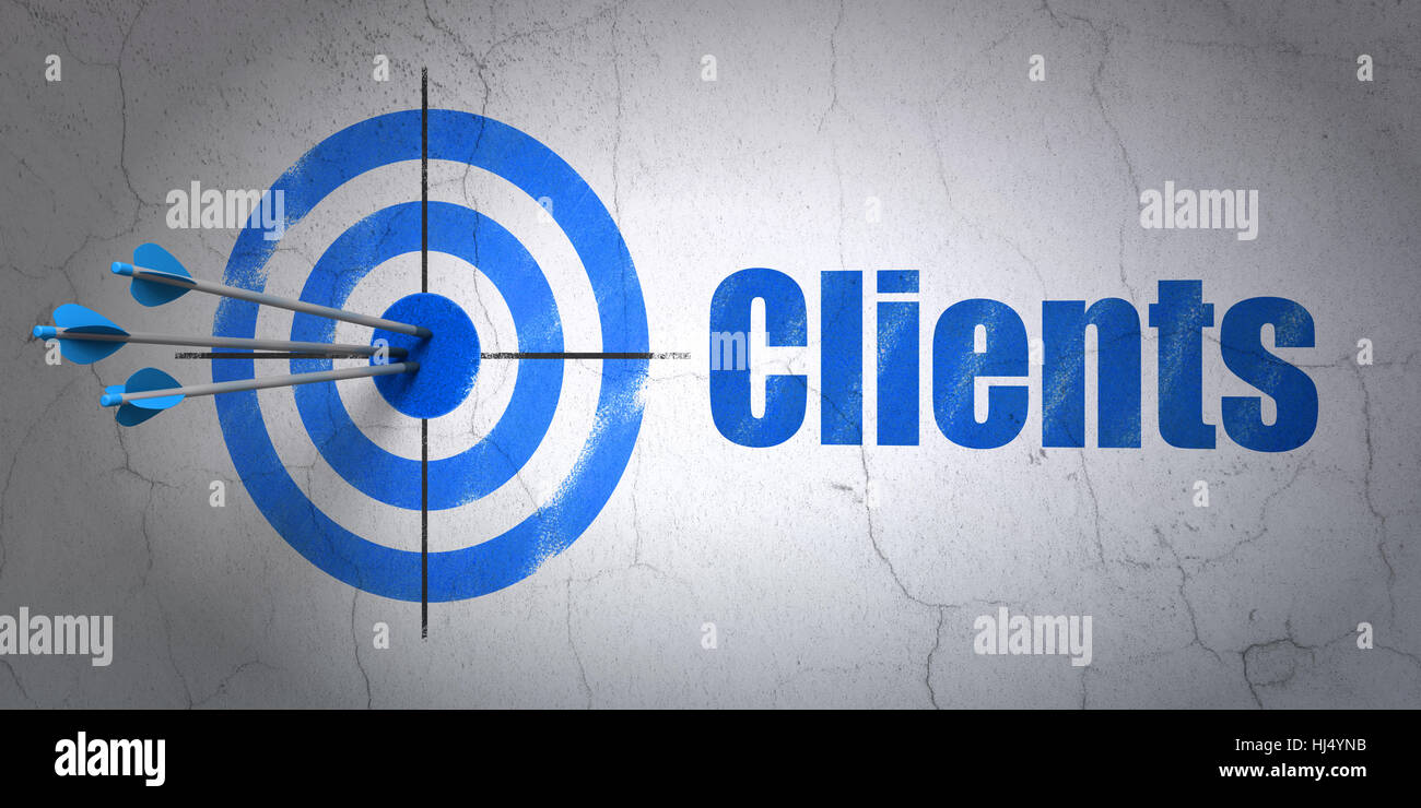 Business concept: target and Clients on wall background Stock Photo - Alamy