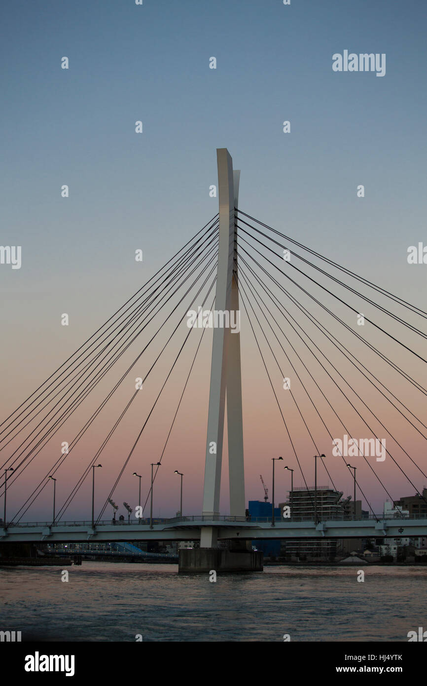 blue, city, town, traffic, transportation, bridge, night, nighttime ...