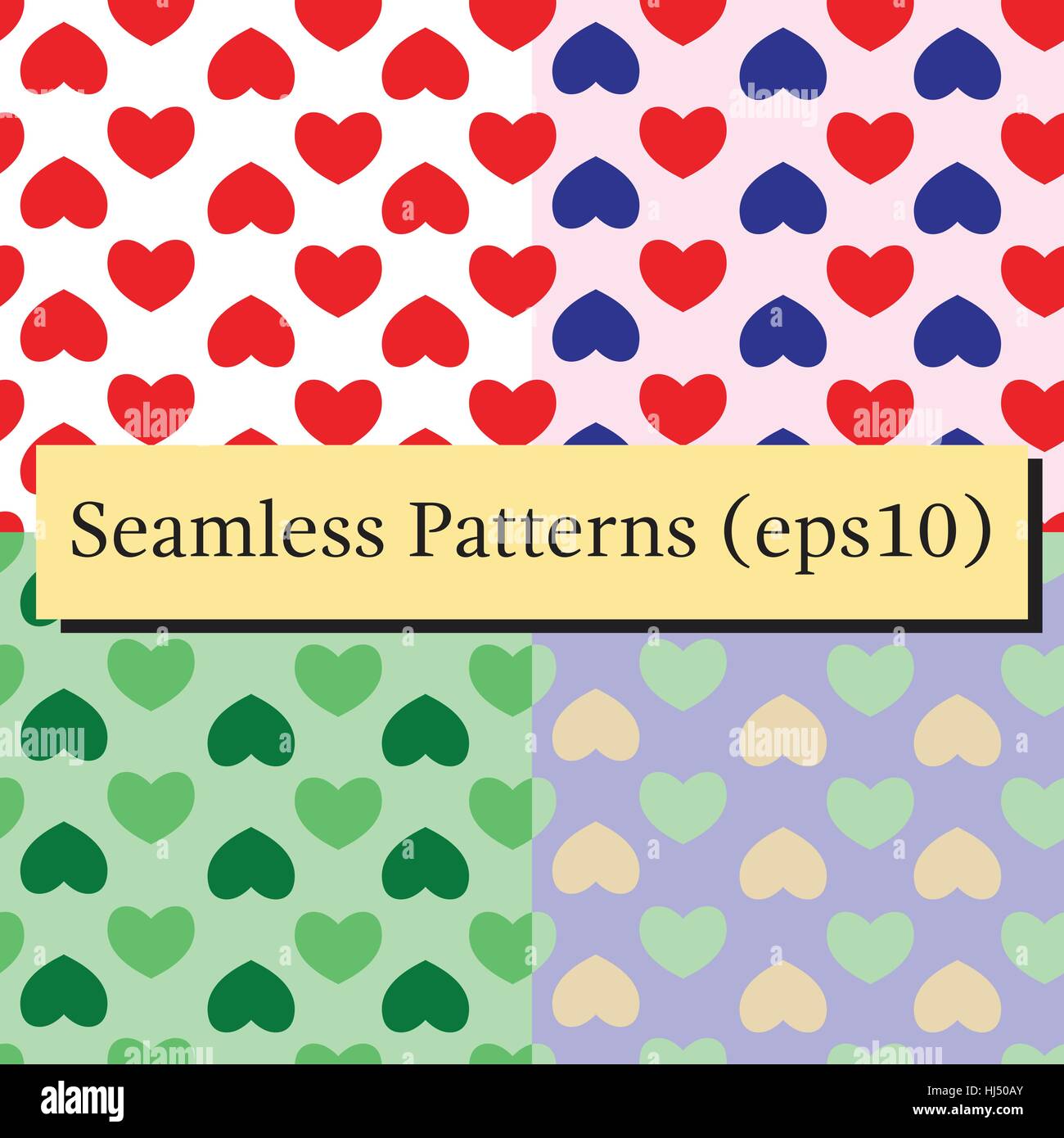 Seamless patterns set with hearts. Background of hearts on Valentine ...