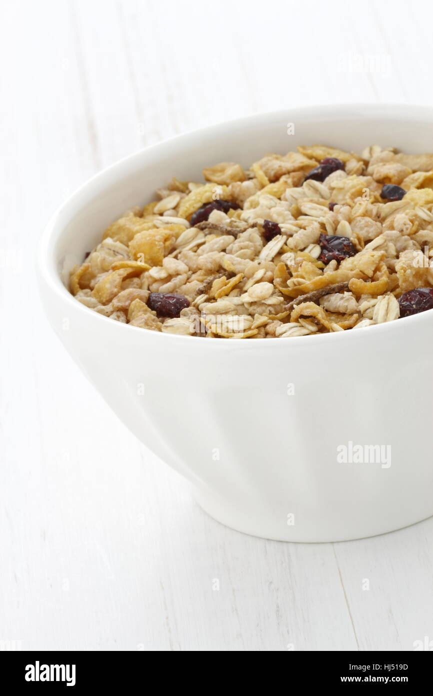 Delicious and nutritious lightly toasted breakfast muesli or granola ...