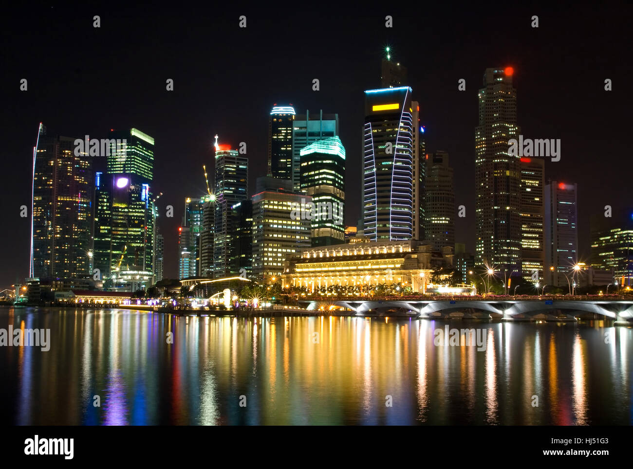 night, nighttime, singapore, landmark, skylines, skyscrapers, skyscraper Stock Photo - Alamy