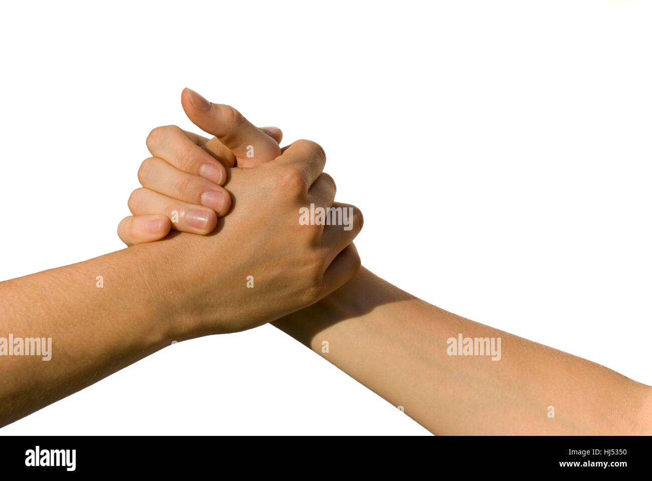a handshake between two young people, on white Stock Photo - Alamy