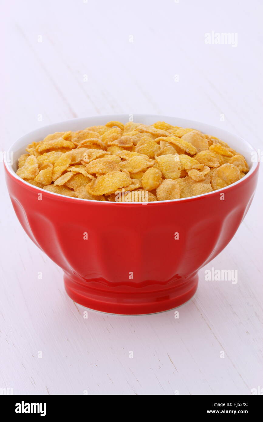Delicious and nutritious breakfast corn flakes on retro vintage styling ...