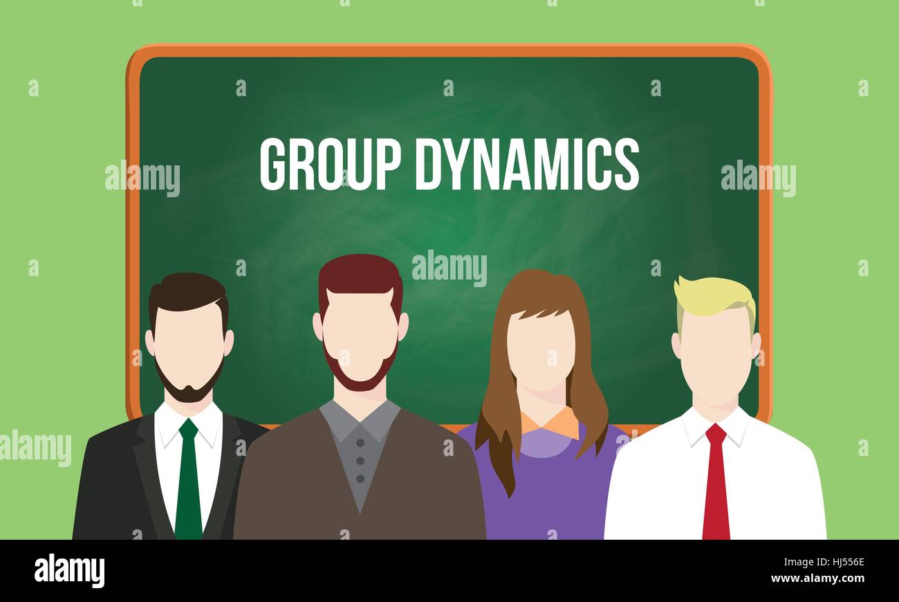 group dynamics concept in a team illustration with text written on ...