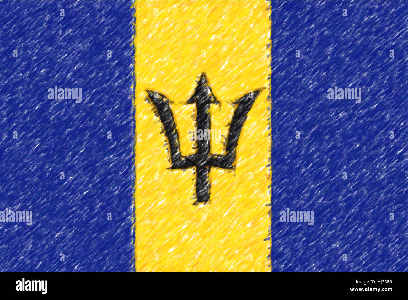 Flag of Barbados background o texture, color pencil effect Stock Photo ...