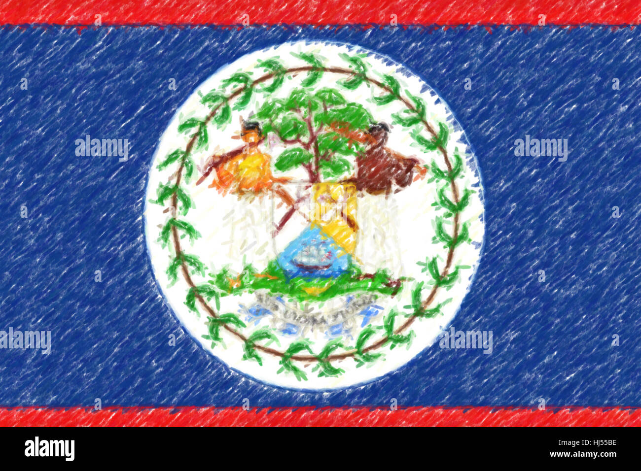 Flag of Belize background o texture, color pencil effect Stock Photo ...