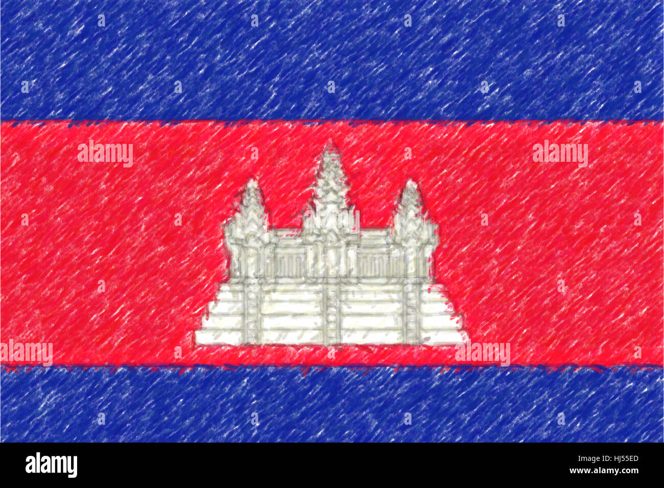 Flag of Cambodia background o texture, color pencil effect Stock Photo ...