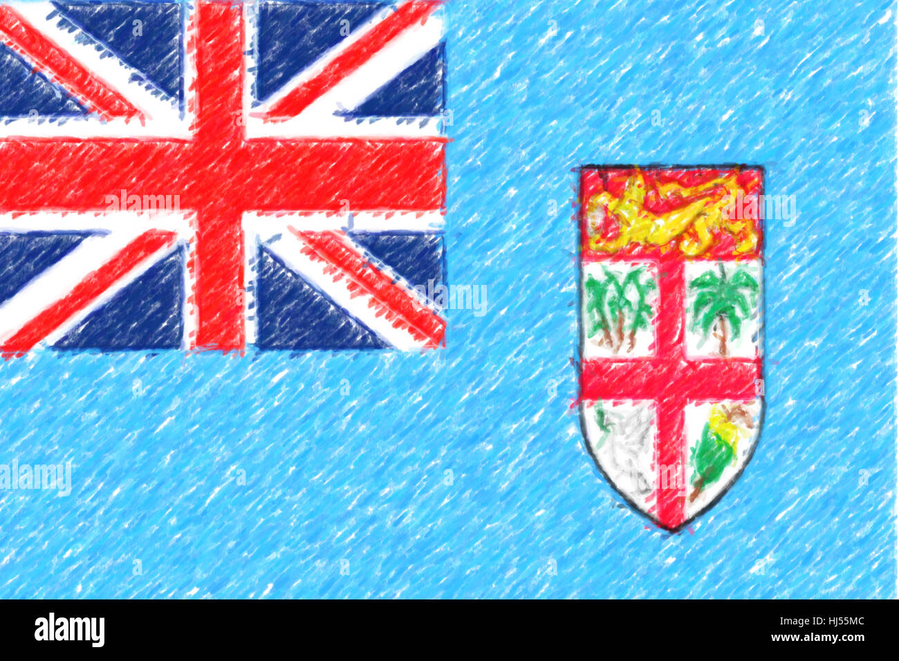 Flag of Fiji background o texture, color pencil effect Stock Photo - Alamy