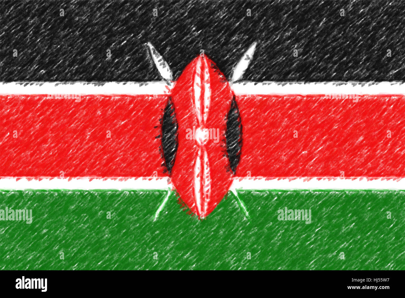 Flag of Kenya background o texture, color pencil effect Stock Photo - Alamy