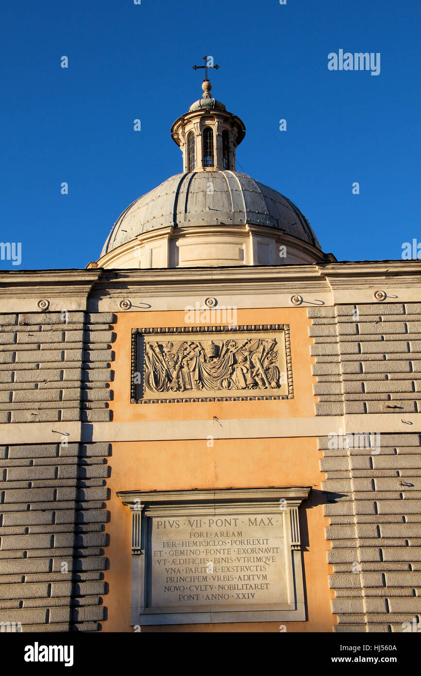 church, dome, Rome, roma, italy, blue, historical, church, dome, cross ...