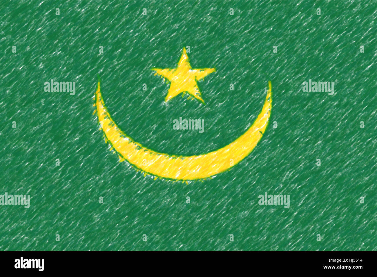 Flag of Mauritania background o texture, color pencil effect Stock ...
