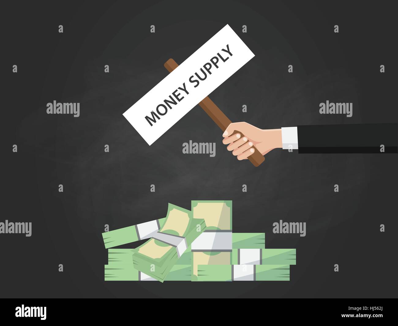 money supply text on sign board top of illustration Stock Vector Image ...