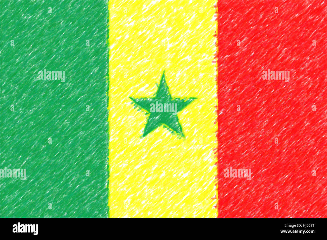 Flag of Senegal background o texture, color pencil effect Stock Photo ...