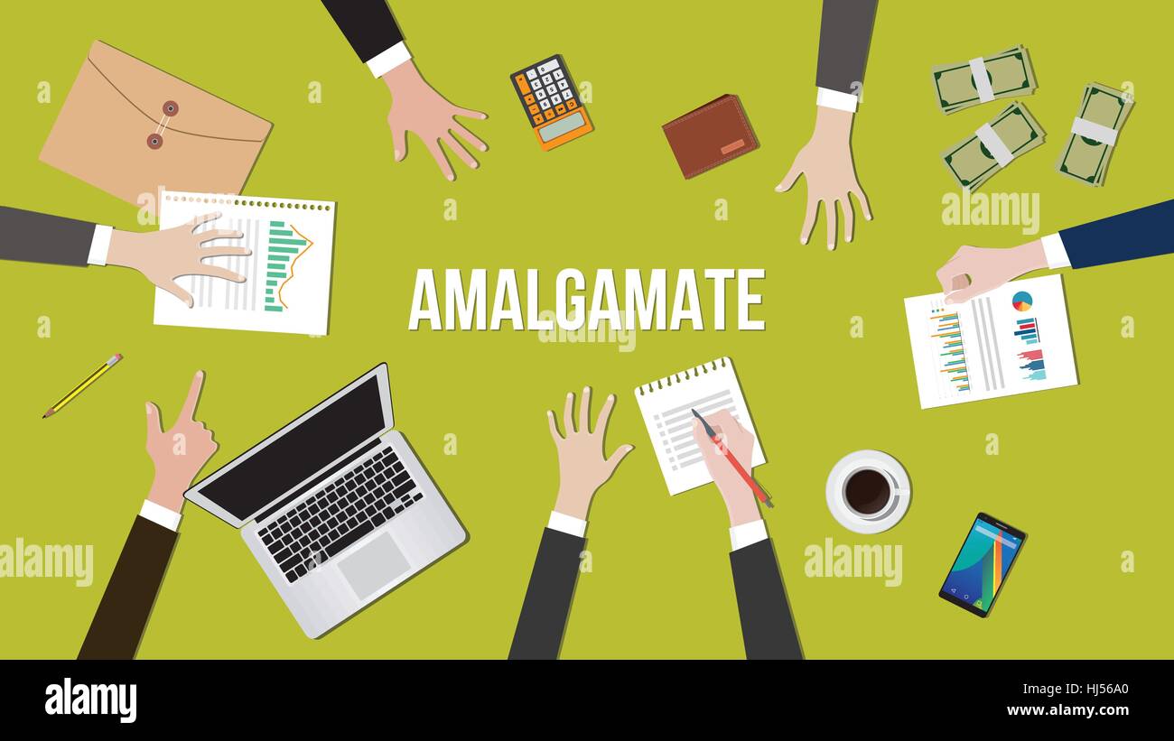 Amalgamate concept illustration in a team dicussion Stock Vector Image ...