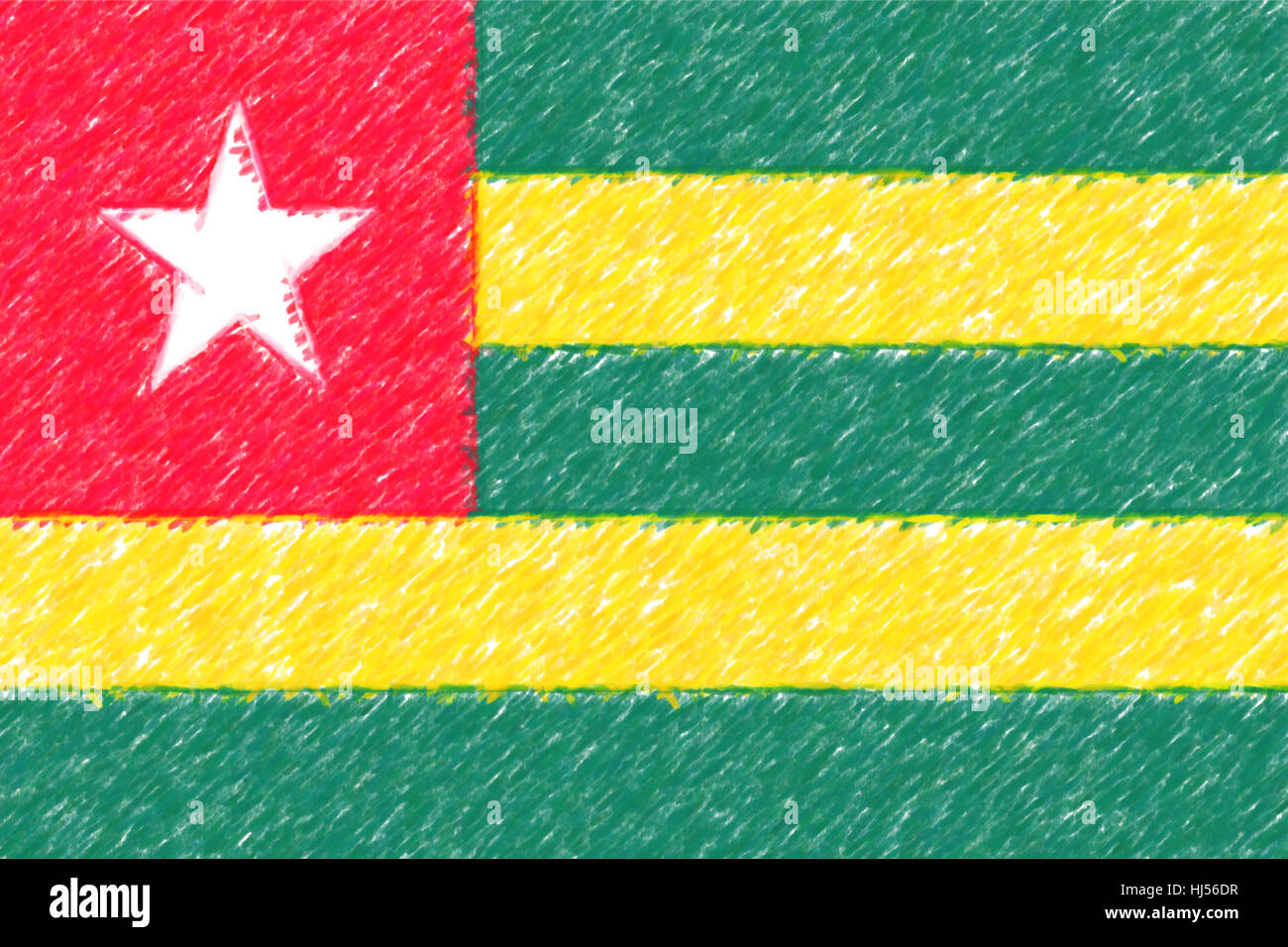 Flag of Togo background o texture, color pencil effect Stock Photo - Alamy