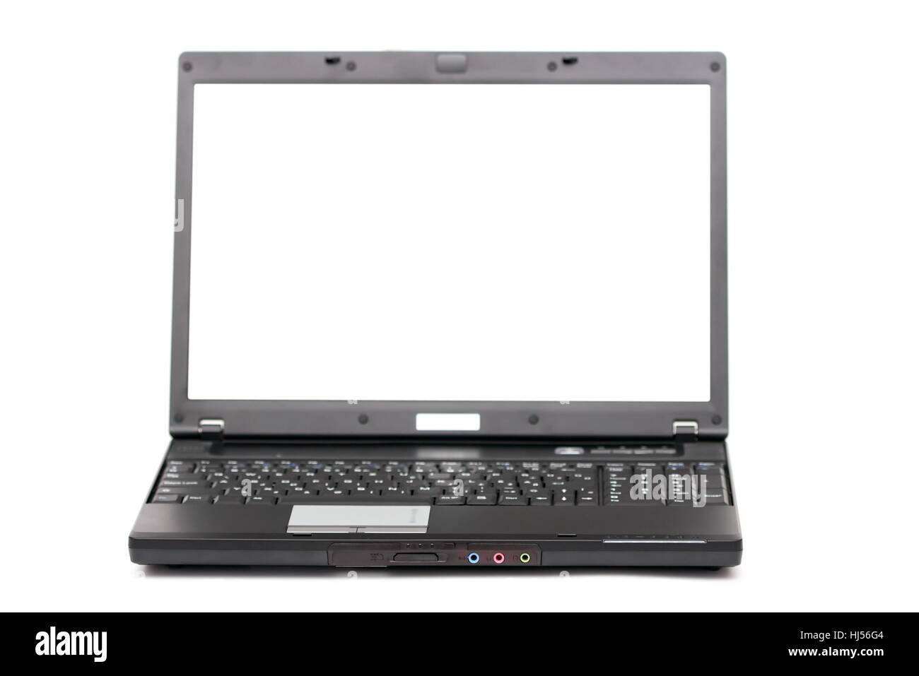 Laptop with blank white screen isolated on white Stock Photo - Alamy