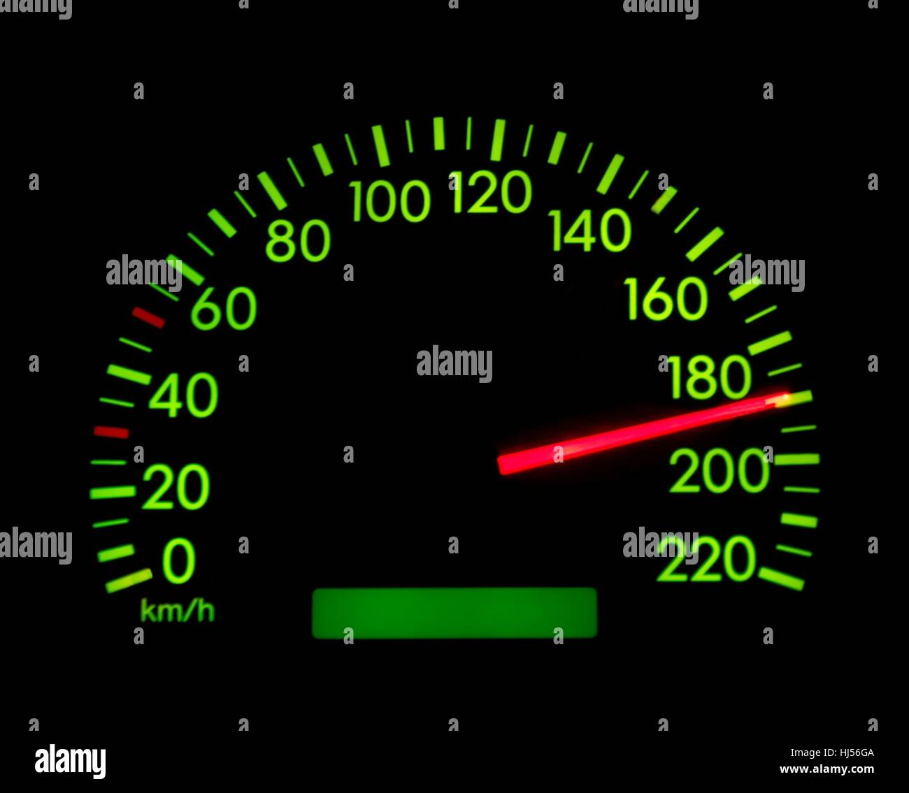 Speedometer showing 190, glowing green in the dark Stock Photo - Alamy