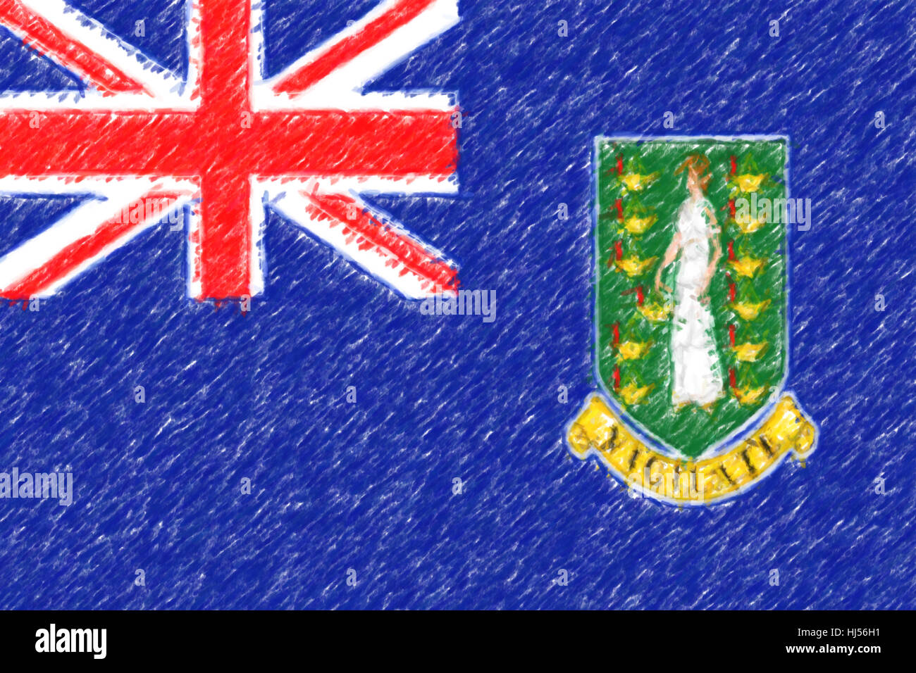 Flag of Virgin Islands, GB background o texture, color pencil effect ...