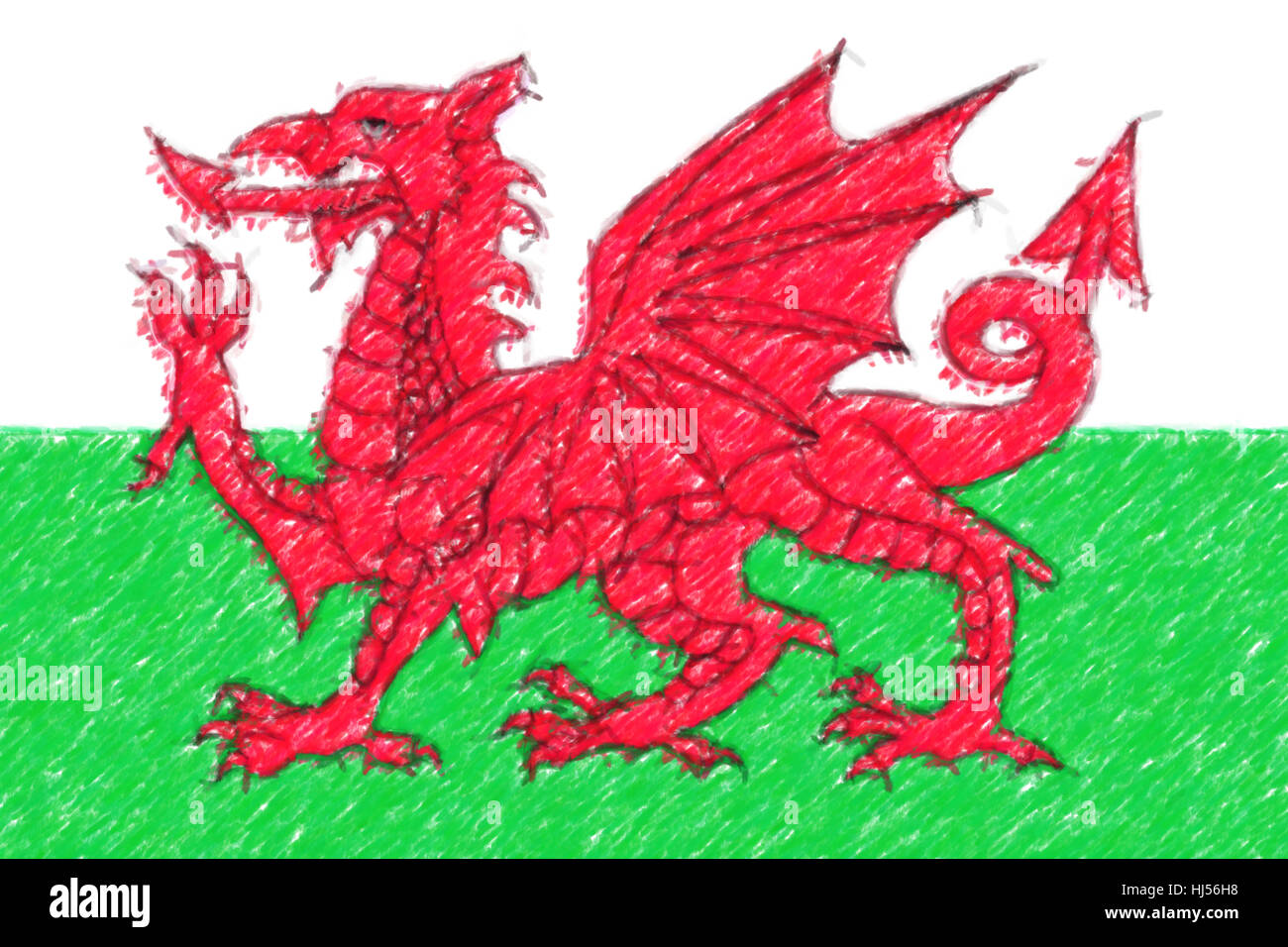 Flag of Wales background o texture, color pencil effect Stock Photo - Alamy