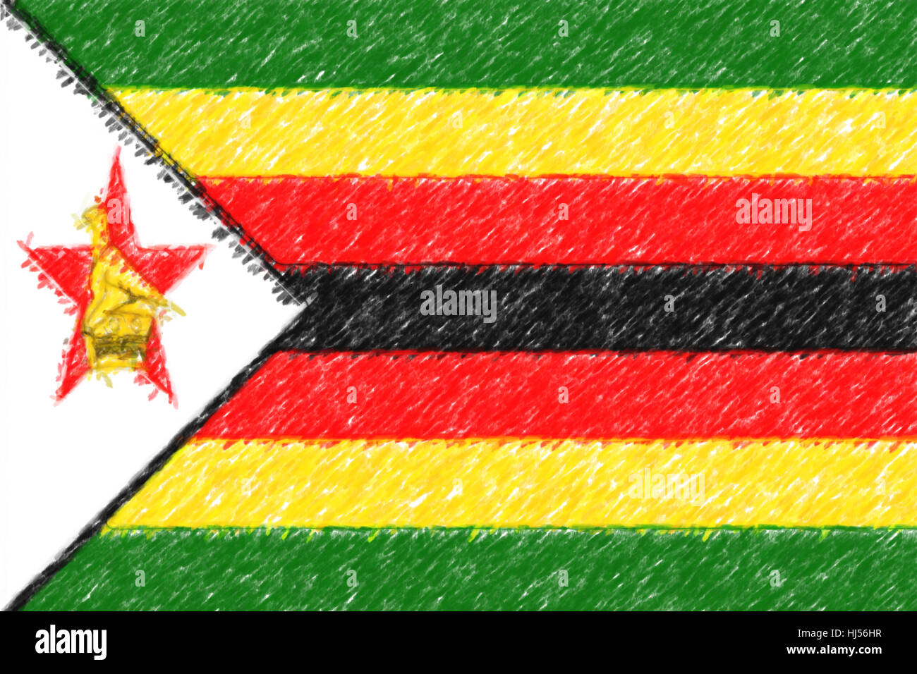 Flag of Zimbabwe background o texture, color pencil effect Stock Photo ...