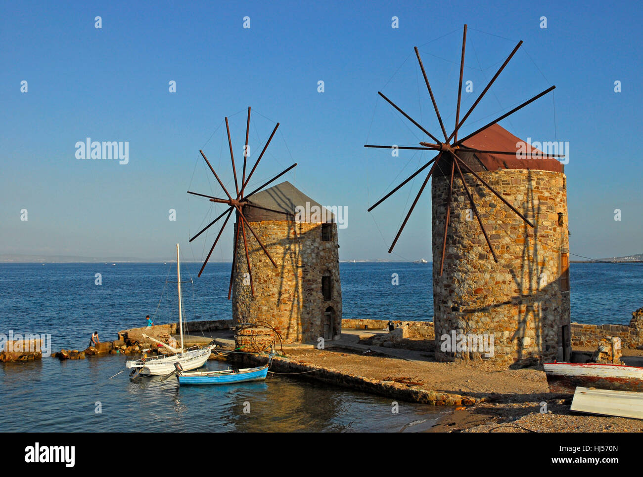 windmills of chios town Stock Photo - Alamy