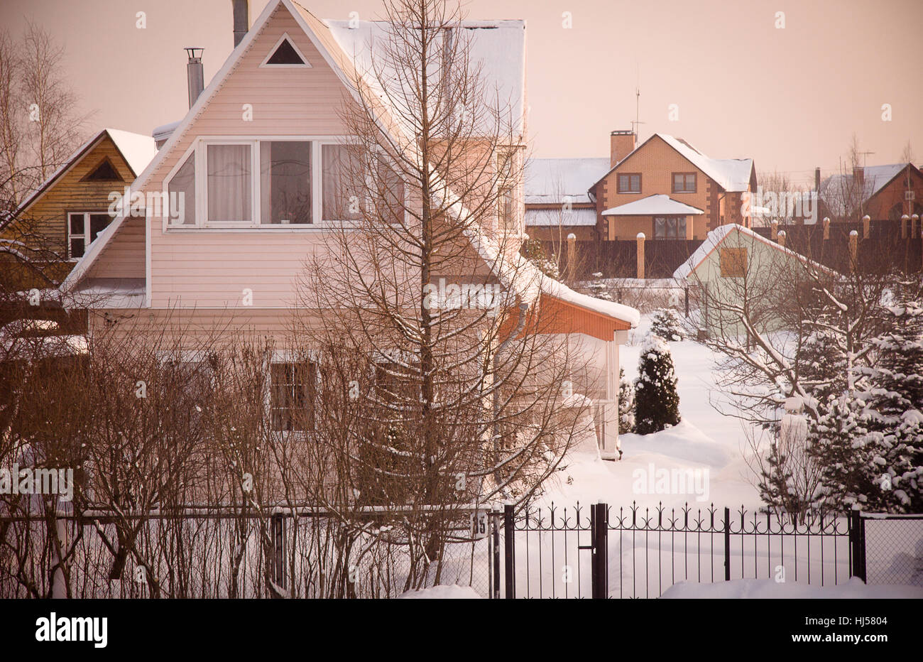 blue, house, building, tree, winter, window, porthole, dormer window ...