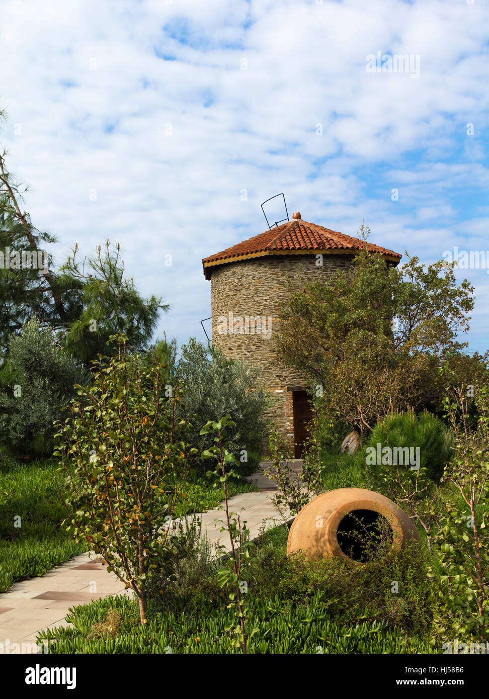 windmill on the turkish coast Stock Photo - Alamy