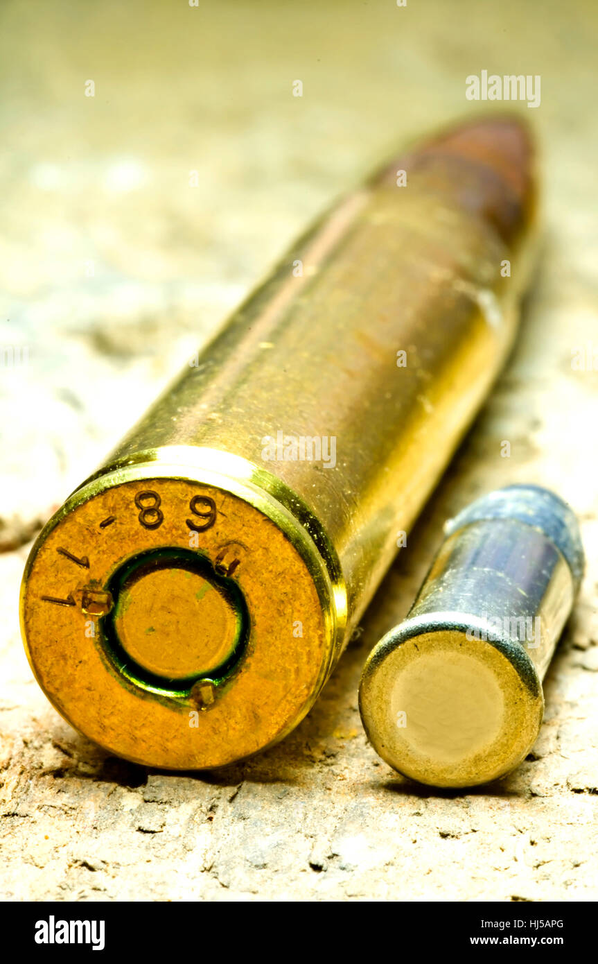 ammunition caliber 8x57 is and cal.22 long rifle Stock Photo - Alamy