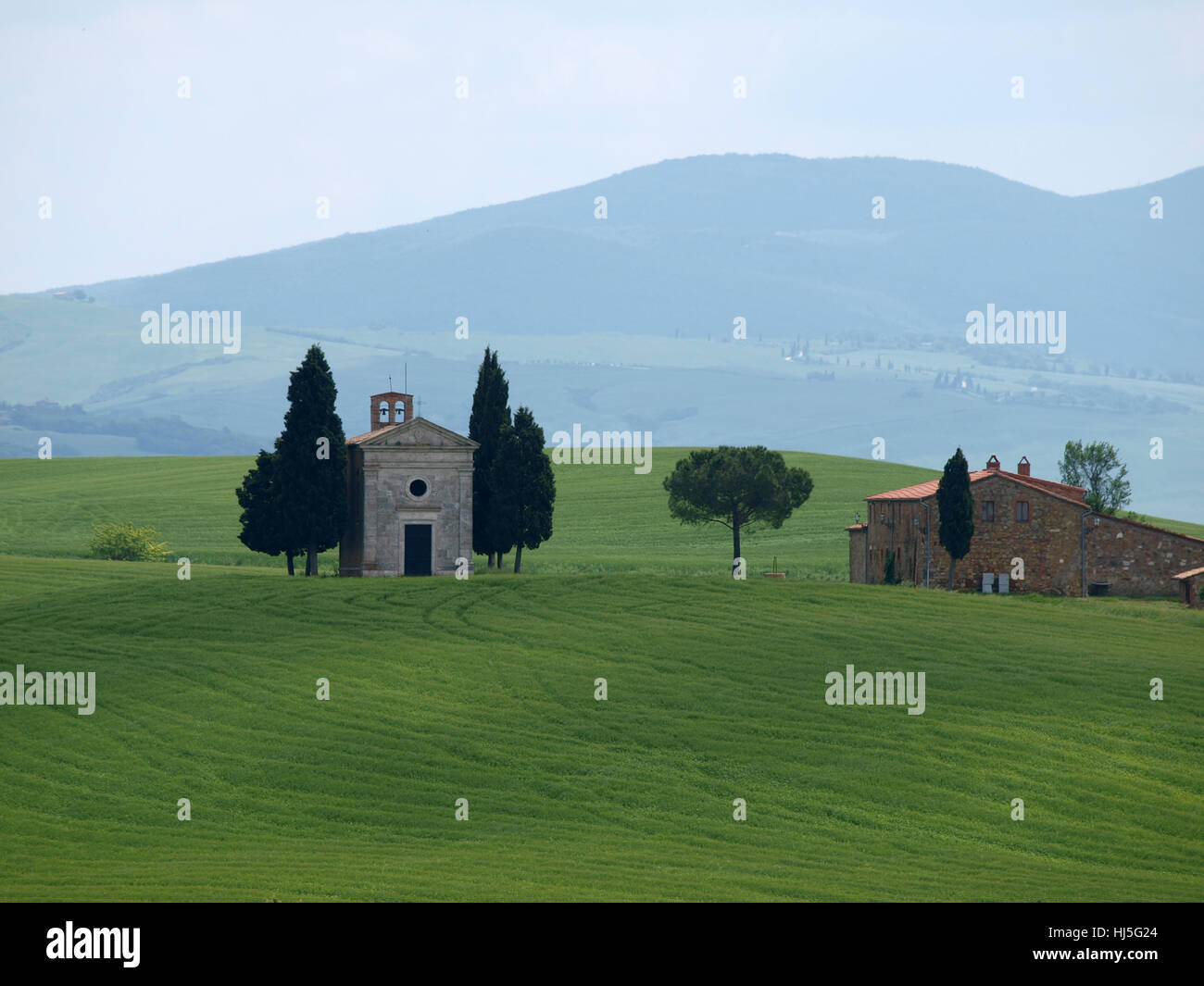 tuscany, italy, church, famous, tree, horizon, romantic, field, chapel ...