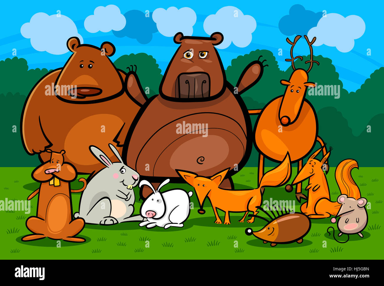 animal, bear, wild, illustration, fox, hedgehog, deer, cartoon ...