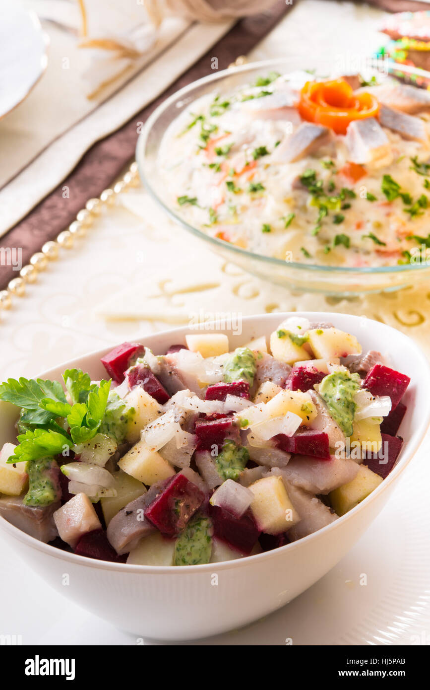 herring salad with beetroot Stock Photo - Alamy