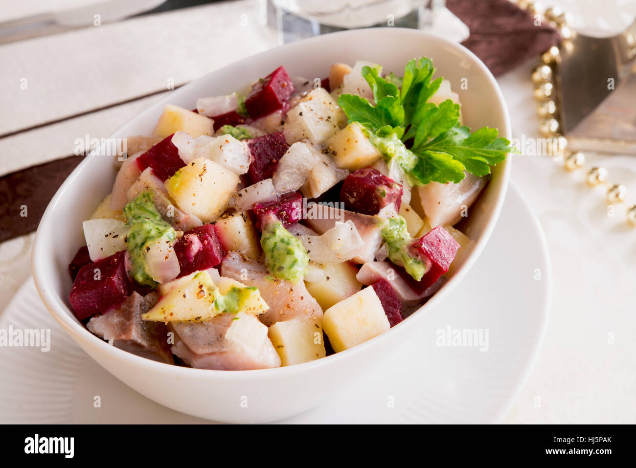 herring salad with beetroot Stock Photo - Alamy