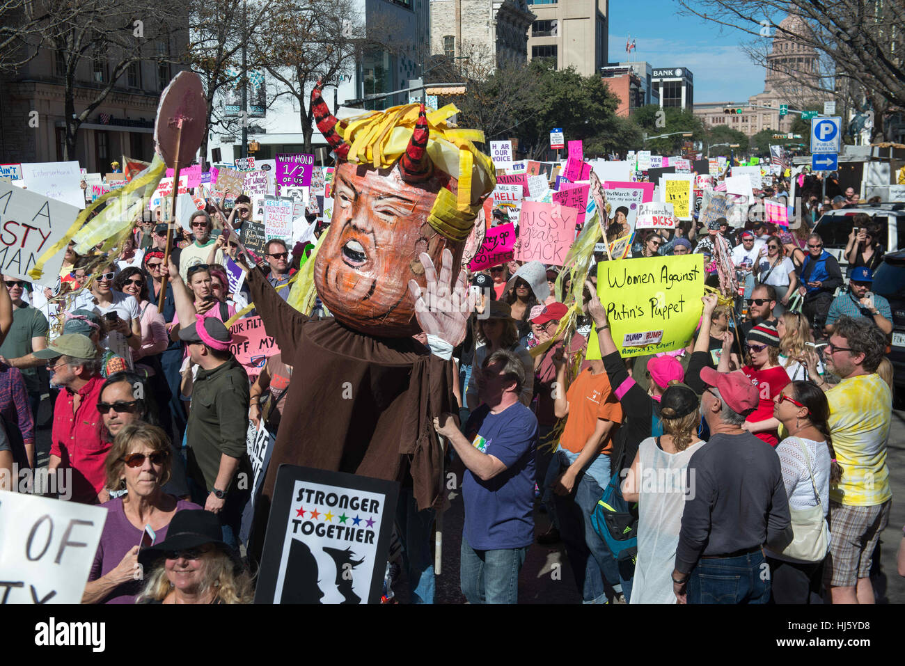 Austin, Texas, USA. 21st January, 2017. A large Donald Trump paper ...