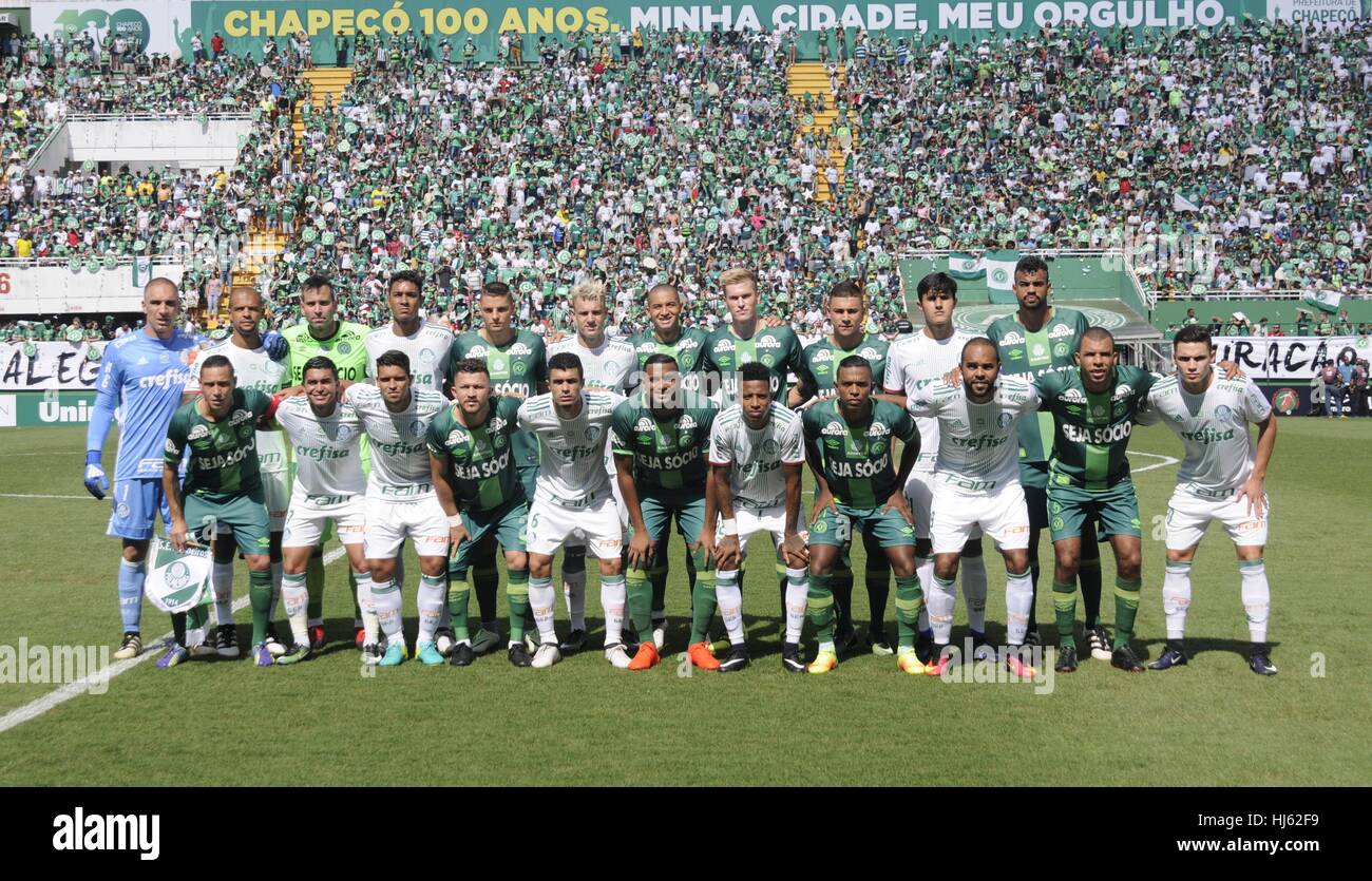 The starting eleven of the two Brazilian soccer clubs Chapecoense and ...