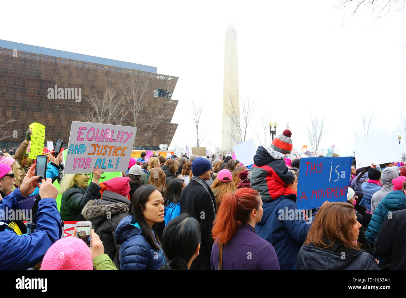 Washington, DC, USA. 21st January, 2017. People holding signs in the ...