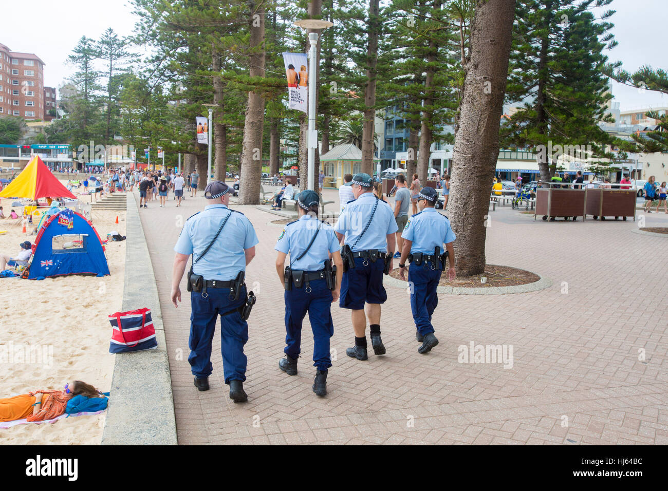 New South Wales Sydney police officers on patrol at Manly Beach on ...